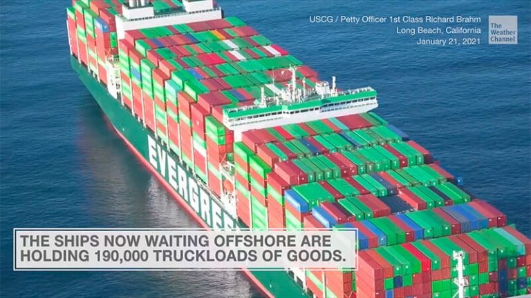 Massive Backup of Container Ships Off California Coast